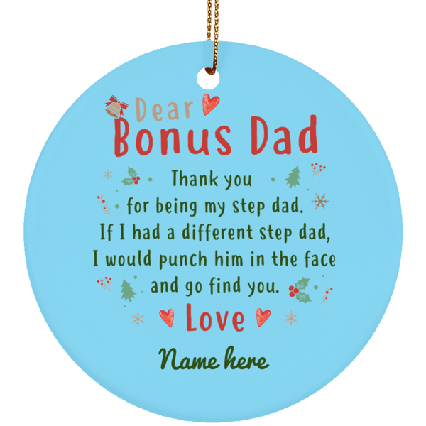 Dear Bonus Dad Personalized Ornament, Thank you Step Dad, Father's Day ...